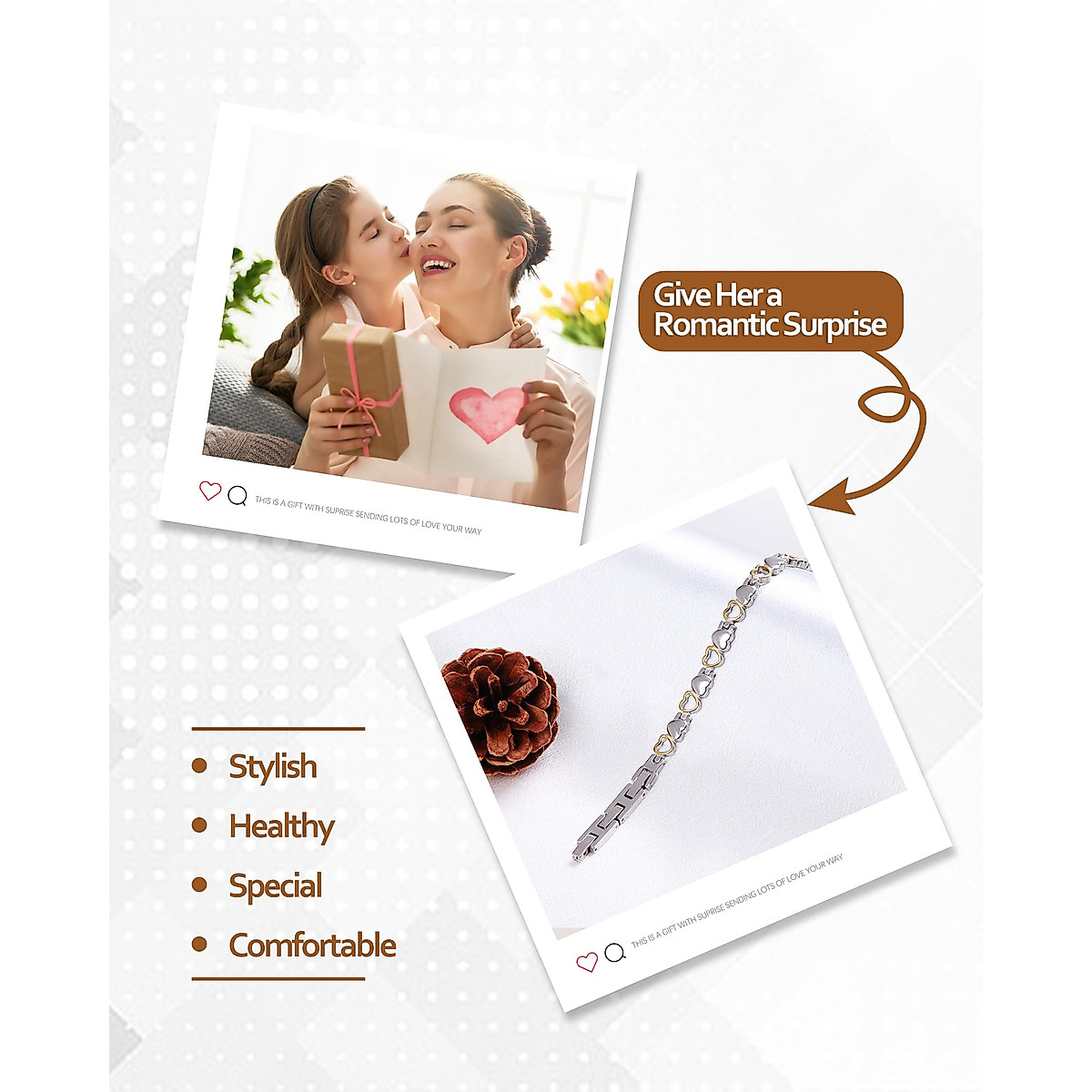 Jecanori Magnetic Bracelet for Women,Titanium Steel Brazaletes Jewelry Gifts with Adjustable Tool(Braveheart Series) Magnetic Field Therapy