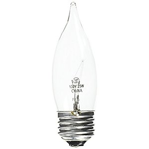 Westinghouse 0366400, 25 Watt, 130 Volt Clear Incand CA10 Light Bulb, 2500 Hour 190 Lumen