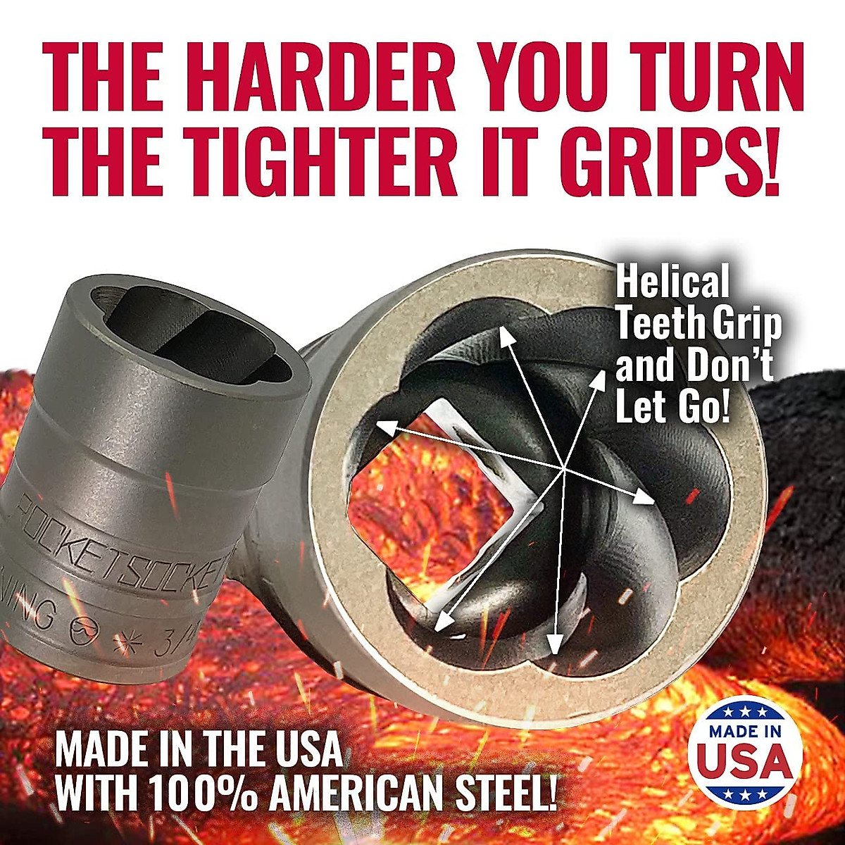 18-Piece Bolt Lug Nut Extractor Socket Set with RAZORGRIP - Made in USA Steel