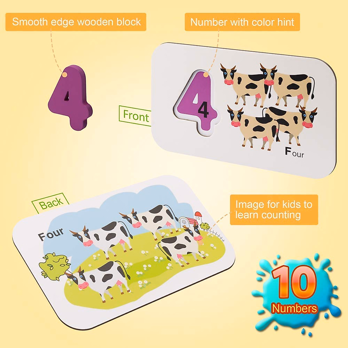 Coogam Numbers and Alphabets Flash Cards Set - ABC Wooden Letters and Numbers Animal Pattern Board Matching Puzzle Game Montessori Educational Learning Toys Gift for Preschool Kids Age 3 4 5 Years