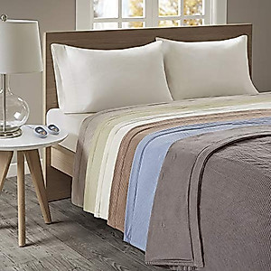 Beautyrest Electric Blanket Luxurious Micro Fleece Ultra Soft Ribbed Textured, Cozy and Snuggly Cover for Cold Weather, Fast Heating, Auto Shut Off, 20 Level Heat Setting Controller, King, Blue