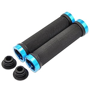 Labego Bicycle Handlebar Grips Double Lock on Locking Aluminum Grips(Blue)