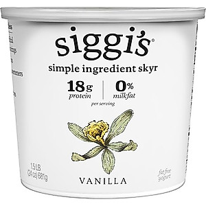 siggi’s® Icelandic Strained Nonfat Yogurt, Vanilla, 24 oz. – Thick, Protein-Rich Yogurt Snack