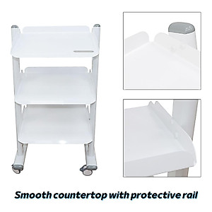 fonhunt Dental Mobile Cart 3-Layers Cart Multi-Function Rolling Trolley Built-in Socket, 40kg/88lbs Load Capacity for Dental Lab, Hospital and Beauty Salon