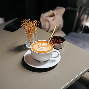 4 Pcs 6.7" Coffee Spoons, Teaspoons, Gold Spoons, Stirring Spoons with Long Handle, Cute Coffee Bar Accessories - Stainless Steel Bar Spoons Set for Espresso Iced Tea Dessert Ice Cream Yogurt cocktail