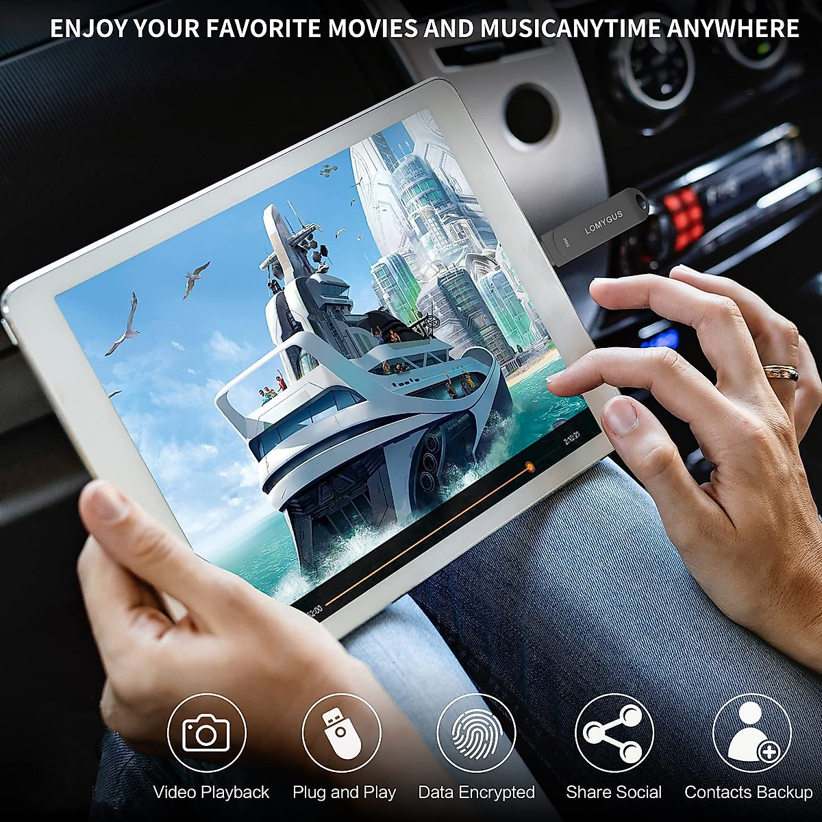 Photo Storage for Phone Flash Drive 256GB, Memory Stick for Phone by LOMYGUS Compatible iOS and USB-c of MacBook USB3.0 of Computer(Pink 256GB)