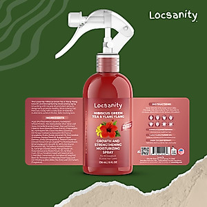Locsanity Hibiscus Green Tea Hair Growth Spray for Dreadlocks and Loose Hairstyles Hair Care Treatment – Loc Moisturizer for Thicker, Fuller, Longer Hair (8oz)
