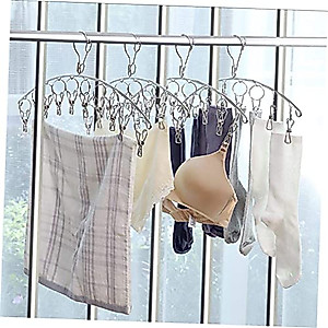 4 pcs Hangers for Clothes Drying Rack for Clothes Clip Hanger Sock Hanger Clip Stainless Steel Socks Hanger Clip drip Hanging Rack Clothes Hanger Drying Hook for Sock Coat Hanger Zerodeko