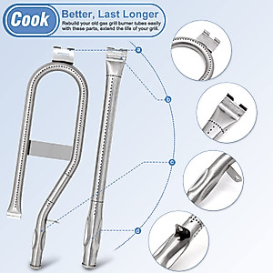 Criditpid Grill Replacement Parts for Dyna-Glo DGH474CRP, DGH450CRP, DGH485CRP, DGH483CRP, Porcelain Steel Grill Heat Plate, Stainless Steel Burner Tube for Dynaglo 4 and 5 Burner Grill.