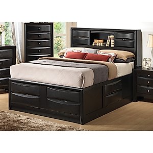 Coaster 202701KW-CO Briana Collection California King Size Storage Bed with Storage Drawers Bookshelf Chambered Trim Drawer Fronts and Center Metal Glides, In Black