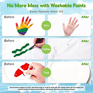 Jar Melo Washable Finger Paints for Toddlers, 12 Colors Large Capacity (2.1fl oz), Non Toxic Baby Paint for Hand and Feet, Safe Art Supplies, Preschool Learning Gifts for Kids Age 2+