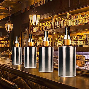 Jolitac 4 Pack Wine Chiller Bucket, Stainless Steel Double Wall Wine Cooler Bucket, Keeps Cold for Hours Wine Bottle Cooler Chiller Insulated Champagne Beer Ice Bucket (4 PCS)