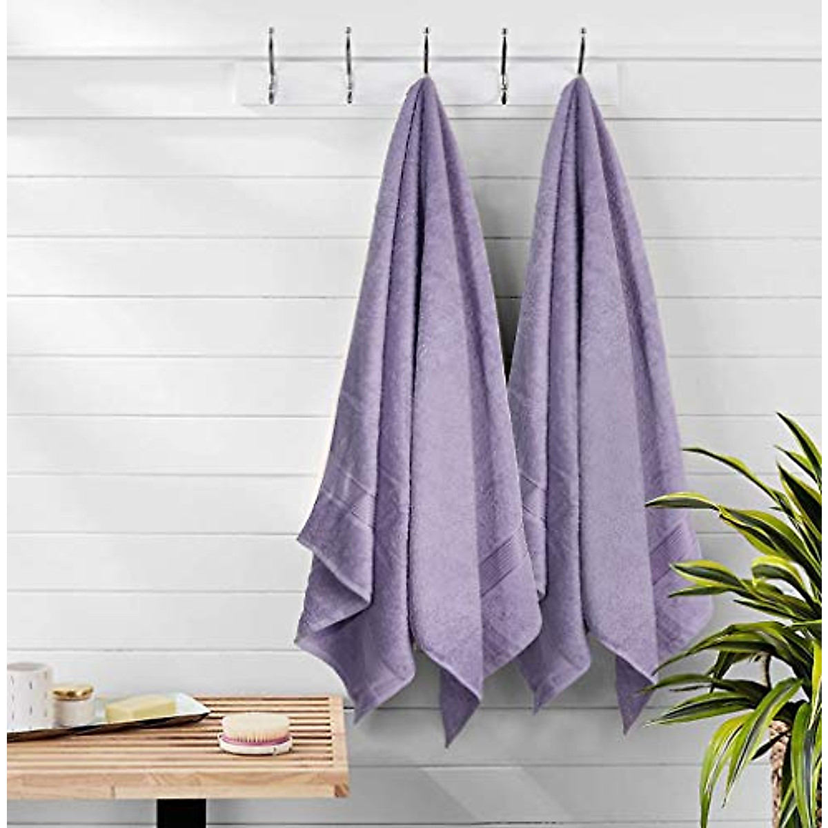 Belizzi Home Ultra Soft 6 Pack Cotton Towel Set, Contains 2 Bath Towels 28x55 inch, 2 Hand Towels 16x24 inch & 2 Wash Coths 12x12 inch, Ideal for Everyday use, Compact & Lightweight - Dark Purple