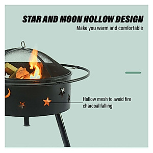 LIUXUEFE Fire Pit, Large 32-inch Steel Brazier, Modern Cast Iron Fire Pits, Garden Outdoor Garden Terrace Camping