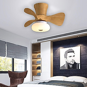 SEYFI Kids Bedroom Ceiling Fan with Light Reversible with Remote Control 6 Speeds Led Dimmable Fan Ceiling Light 64W with Timer Modern T Ceiling Fan Light