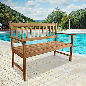 Outdoor Patio Bench Wood Garden Bench Park Bench Acacia Wood for Pool Beach Backyard Balcony Porch Deck Garden Wooden Furniture, Natural Oiled, Best Outdoor Wood Bench - 48"W x 22"D x 33"H
