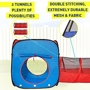 Kiddzery 4pc Kids Play tent Pop Up Ball Pit - 2 Tents + 2 Crawl Tunnels - Children Tent for Boys & Girls, Kids Toddlers & Baby, Large Playhouse For Indoor & Outdoor With Carrying Case, Great Gift Idea