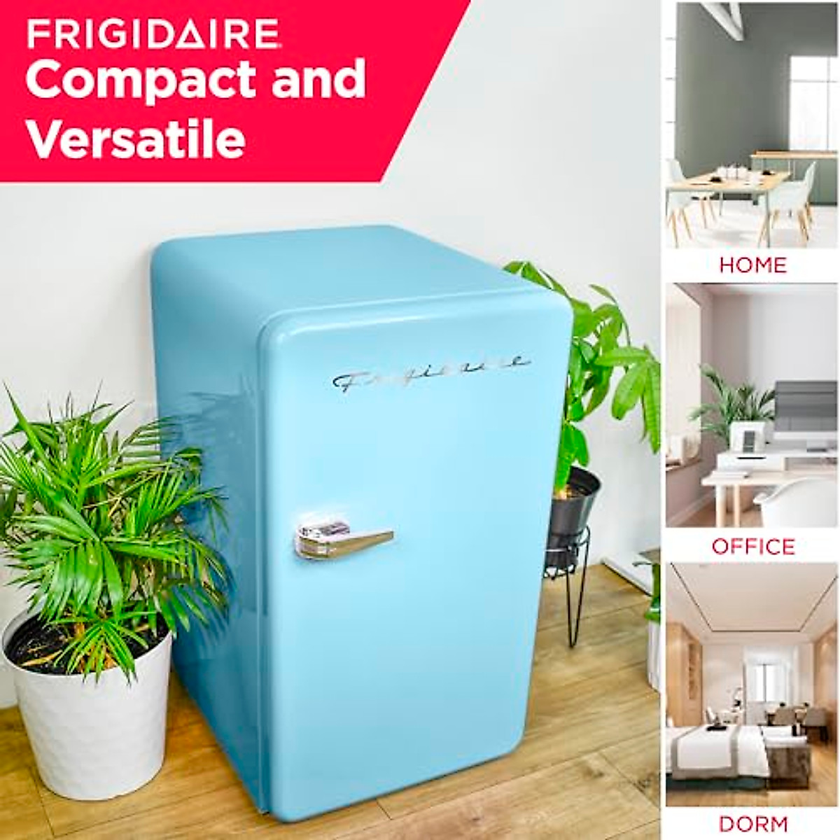 FRIGIDAIRE EFR372-BLUE 3.2 Cu Ft Blue Retro Compact Rounded Corner Premium Mini Fridge