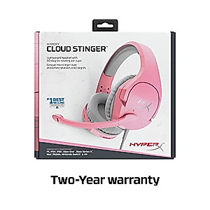 HyperX Cloud Stinger – Gaming Headset, Memory Foam, Soft Leatherette, Durable Steel Sliders, Swivel-to-mute Noise-Cancelling Microphone, Works on PC, PS4, PS5, Xbox and Mobile – Pink
