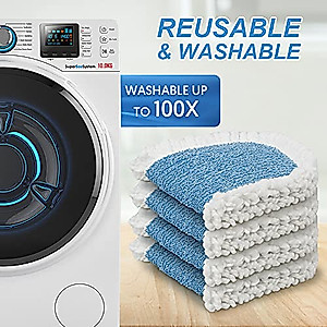 Reusable Mop Pads Refills for Swiffer Power Mop- MEXERRIS Microfiber Mop Pads Refills Washable Household Replacement Mop Pads Compatible with Swiffer Power Mop 13"-15" Spray Wet Mop - Blue 4 Pack