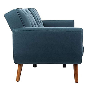 Safavieh Home Bushwick Grey and Brown Foldable Convertible 82.7" Tufted Sofa Bed Futon