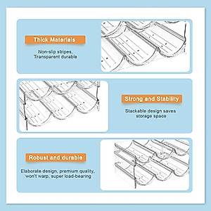 Plastic Water Bottle Organizer and Wine Rack Storage Holder,2 Tier 6 Containers Stackable Free-Standing Bottle Storage Rack for Kitchen Countertops, Table Top, Pantry, Bars, Cabinets, Fridge - Clear