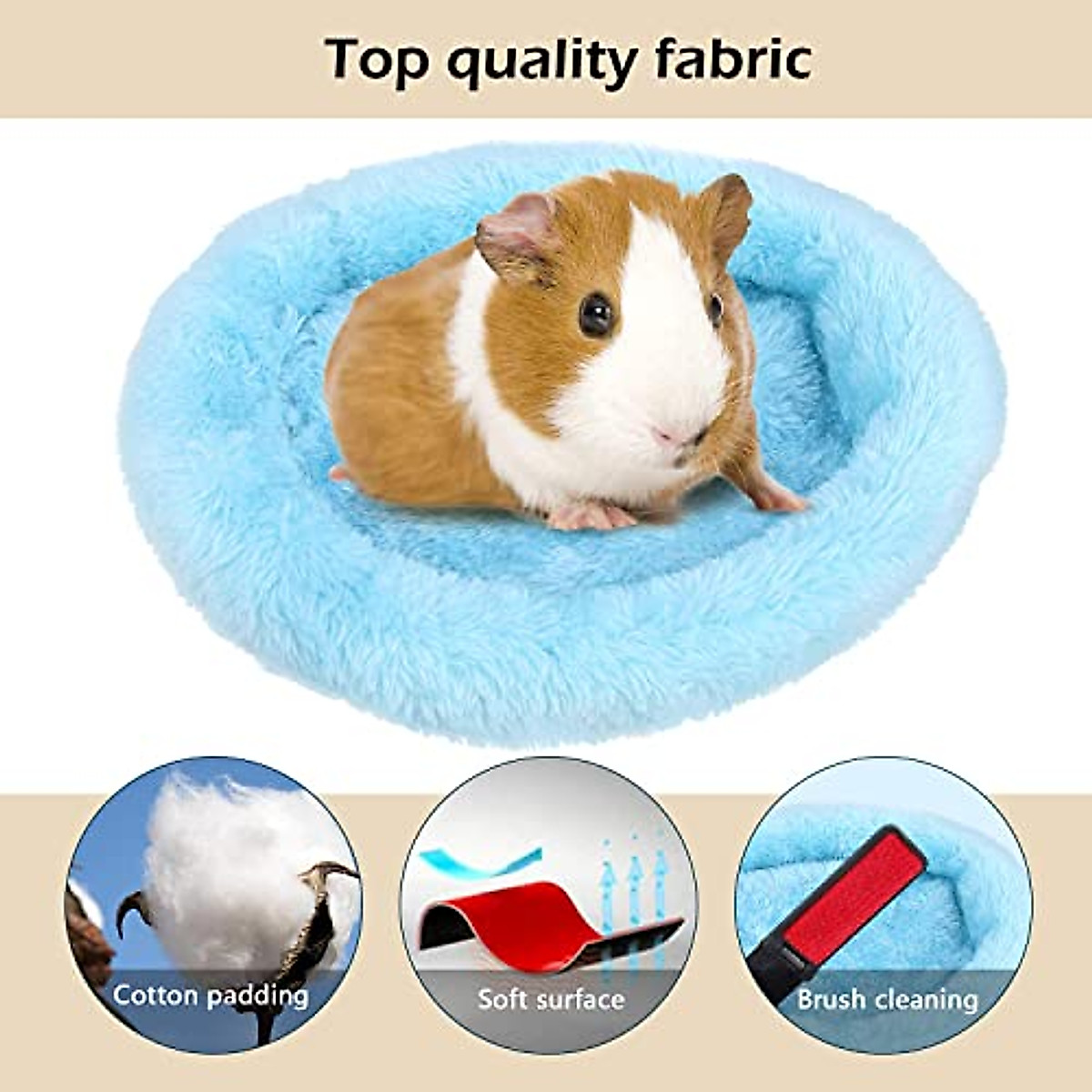 FEBSNOW Guinea Pig Beds, Hamster Bed Hedgehog Bed for Hamster/Hedgehog/Squirrel/Tortoise/Lizard and Other Small Animal with 1 Pack Hair Remover Brush
