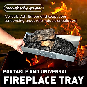 Essentially Yours Adjustable Fireplace Tray | Stainless Steel Expandable Ash and Ember Holder Pan | Nuts and Bolts Included for Additional Stability