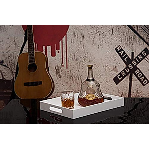 Glossy White Sturdy Acrylic Serving Tray with Handles-12x20 Inch-Serving Coffee Appetizer Breakfast-Kitchen Countertop Tray-Makeup Drawer Organizer-Vanity Table Tray-Ottoman Tray-Decorative Tray