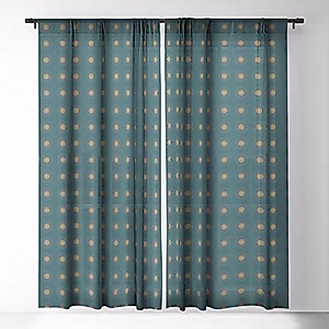 Deny Designs 74090-shwc02 Sheila Wenzel Ganny Emerald Gold Boho Mandala Sheer Curtains, 50" x 96", Green