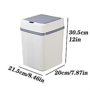 Trash Can 12L Smart Induction Square Electronic Automatic Trash Can Kitchen Bathroom Paper Basket Living Room Household Storage Bucket Trash Can Wastebasket