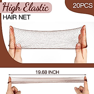Fandamei Hair Accessories Set: 20PCS Mesh Hair Nets Invisible and 40PCS U Shaped Hair Pins for Women, Girls, Ballet Bun Maker & Dance (Hair Nets- 20 inch(50cm), Hair Pins- 2.4 inch(6cm)), Brown