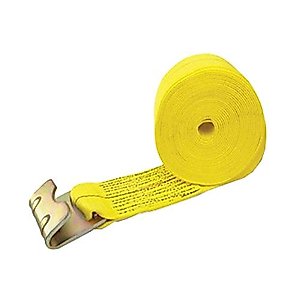 PROGRIP 03603 Truck and Trailer Heavy Duty Cargo Tie Down Winch Strap with Flat Hook, 30' x 4" , Yellow