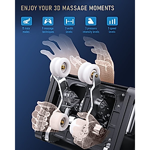 UIIU 3D Massage Chair Full Body Zero Gravity Back&Calf Heated Screen Touch Electric Massage Chairs SL Track Yoga Strecth Voice Control Body Scan with Bluetooth Speaker Foot Massage Blue