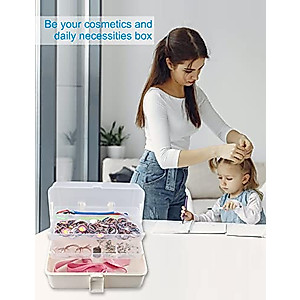 Hlotmeky Art Supply Box Sewing Box 3 Layers Craft Organizers and Storage with Handle Tool Box Tackle Box Organizer