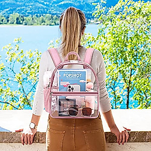 Mossio Clear Bags for Women, Clear Mini Backpack Stadium Approved with Wider Shoulder Straps Rose Gold