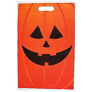GiftExpress 50 Pieces 11" X 17" Jack O Lantern Trick or Treat Bag, Halloween Trick or Treat Bag, Halloween Party Goody Bags, Jack O Lantern Plastic Bags Bags, Halloween Goodie Bags