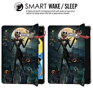 JOYLAND Pad Case Ghost Black Case for 7th/8th/9th Generation iPad Halloween Anti-Scratch Shockproof with Pencil Holder Lightweight Smart Trifold Stand Case for 10.2" iPad 2019/2020/2021