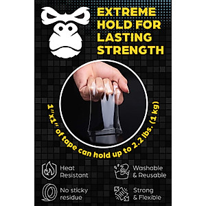 The Good Stuff Nano Double Sided Tape [1" x 10ft] - Reusable Double Sidestick Tape Heavy Duty, Strong Tape Heavy Duty for Mounting to Tiles, Wood, and Glass Walls, Rug and Carpet Tape