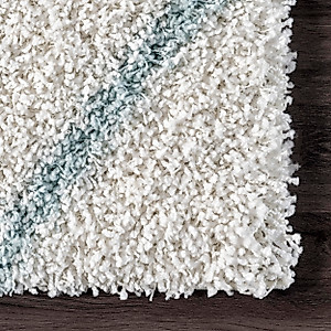 nuLOOM Tess Moroccan Shag Area Rug - 5x8 Shag Area Rug Modern/Contemporary Blue/Ivory Rugs for Living Room Bedroom Dining Room Nursery