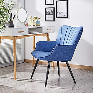 Yaheetech Accent Chair, Modern and Elegant Armchair, Linen Fabric Living Room Chair with Mental Legs and High Back for Living Room Bedroom Office Waiting Room, Blue