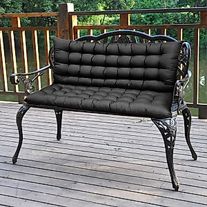 MUVLUS Indoor/Outdoor Bench Cushion, 59"x39.3" Swing Cushion Wicker Seat Cushions,Lounger Garden Furniture Patio Lounger Bench Seat Cushions (Black)