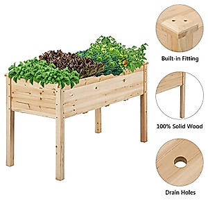 Yaheetech Raised Garden Bed 48x24x30in Elevated Wooden Planter Box with Legs Standing Growing Bed for Gardening/Backyard/Patio/Balcony