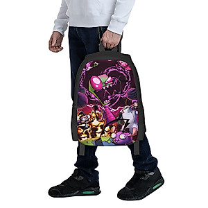 CONPELSON Backpacks Invader Anime Zim Adjustable Laptop Backpack Double Shoulder Bag for Women Men Climbing Shopping Work