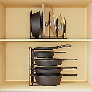 SpaceAid Heavy Duty Pan Organizer Rack for Cabinet, Pot Lid Holder, Kitchen Organization & Storage for Cast Iron Skillet, Bakeware, Cutting Board - No Assembly Required (2 pack)