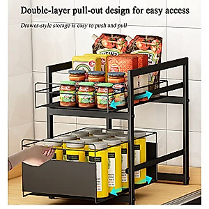 LEAYAN Under Sink Storage Rack, 2 Tier Under Cabinet Storage Rack for Laundry Kitchen Bathroom Under Sink Organizer Under Sink Rack Shelf, White 40x20x35cm