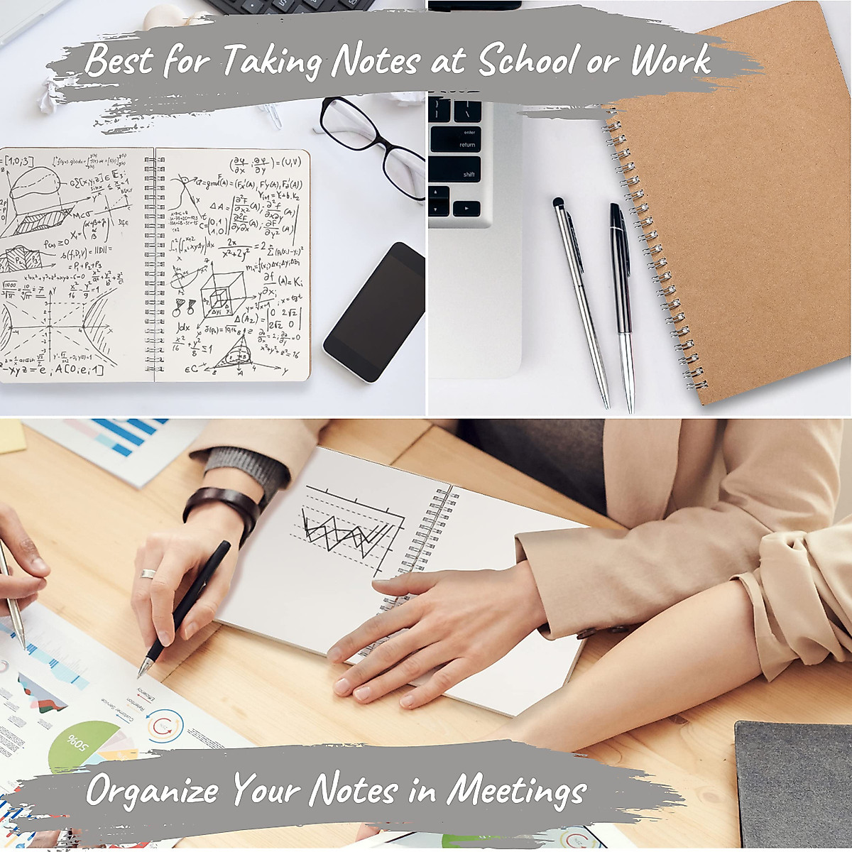 Mr. Pen- Spiral Notebook, A5, Kraft Cover, 2 Pack, 80 Pages, Sketch Book, Drawing Notebook, Notebook Spiral, Spiral Bound Notebook, Spiral Sketchbook, Blank Journal Notebook, Unlined Notebook