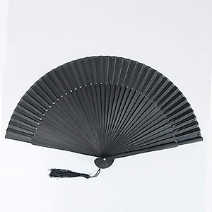 Handmade Folding Fan Oriental Handmade Portable Pocket Fan Chinese Style Hand Fan Black Silk Fabric Bamboo Handheld Folding Fan Handheld Fan (Color : Black)