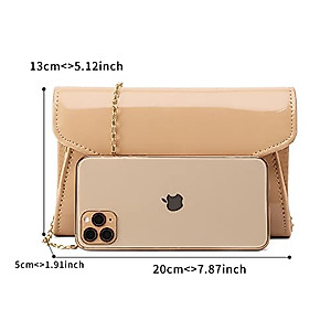 Labair Patent Leather Clutch Evening Bags for Women Wedding Formal Prom Handbag.(Nude)