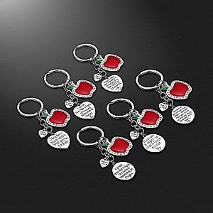 iJuqi Teacher Gifts for Women - 6PCS Teacher Keychain Teacher Appreciation Gifts, Thank You Gifts for Birthday Valentine's Day Christmas Gifts for Teachers